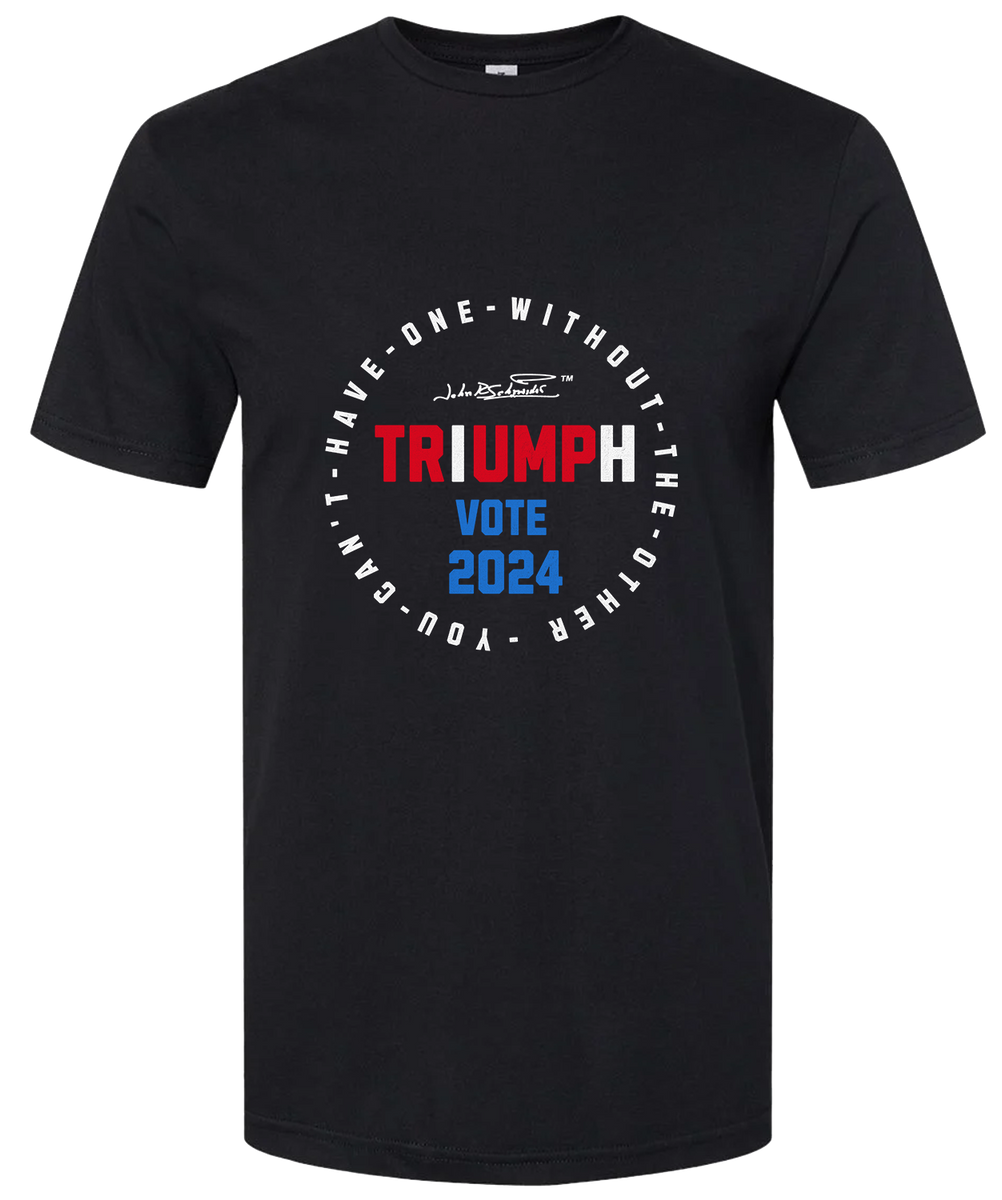 TRIUMPH Black Tee – John Schneider Entertainment Store